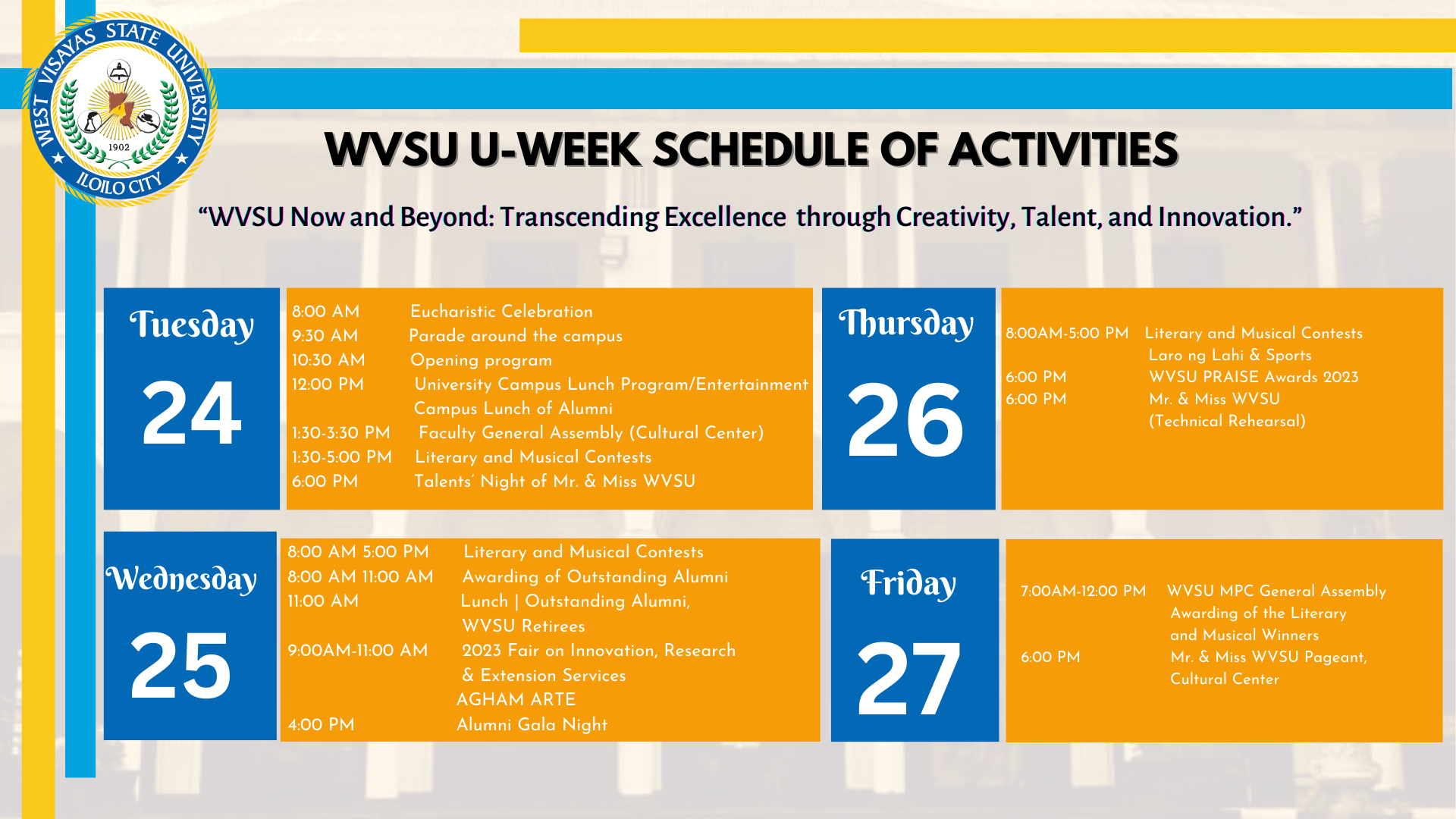 WVSU Celebrates U-Week with the theme: “WVSU Now and Beyond ...